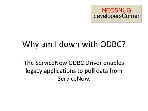 Ppt Integrating With The Servicenow Odbc Driver Powerpoint Presentation Id7046180