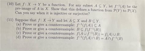 Solved 10 Let Fx→y Be A Function For Any Subset A⊆y Let