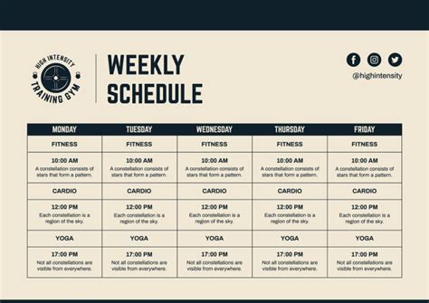 Gym Schedule Template