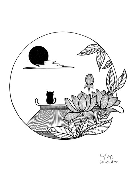 控笔训练 70 100。黑白风景画 工具：procreate 笔刷：工作室画笔 素材来自 小红书 Procreate 黑白线描 手绘插画 黑白装饰画 写生 临摹 花瓣网