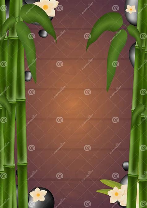 Spa Salon Poster With Stones And Bamboo Thai Massage Wood Texture