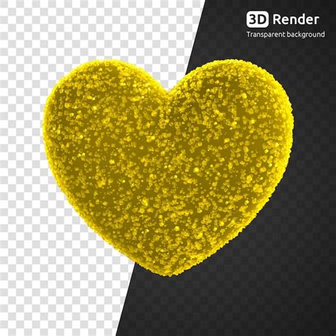 Premium PSD Sugar Coated Yellow Heart 3d