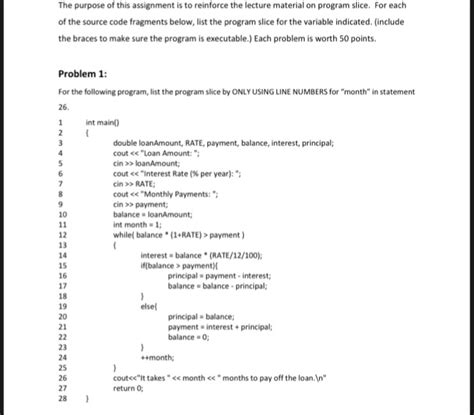 List The Program Slice For The Variable Indicated In Chegg
