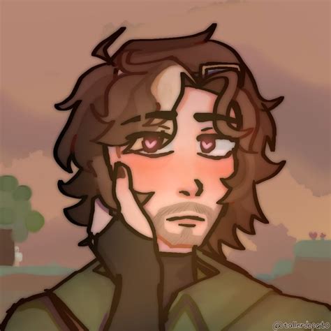 A Drawing Of A Man With Long Hair And Red Eyes Wearing A Green Coat