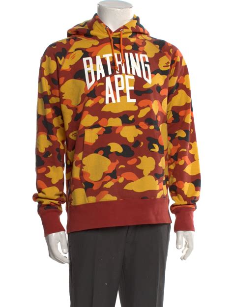 A Bathing Ape 1st Camo Nyc Logo Printed Hoodie Orange Sweatshirts