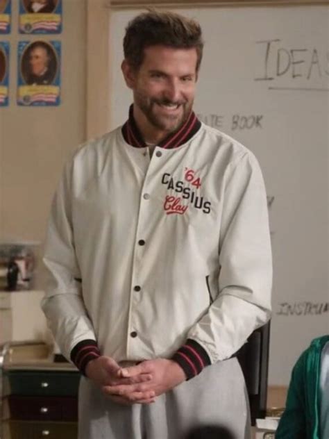 Abbott Elementary Bradley Cooper White Bomber Jacket