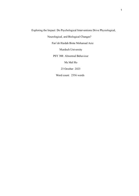 Abnormal Behaviour Lecture Notes Exploring The Impact Do