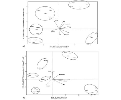 A First Pc1 Versus Pc2 And B Second Pc2 Versus Pc3 Principal