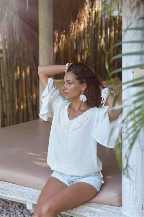 Blouse Jenny Rei Ivory Hot Lava