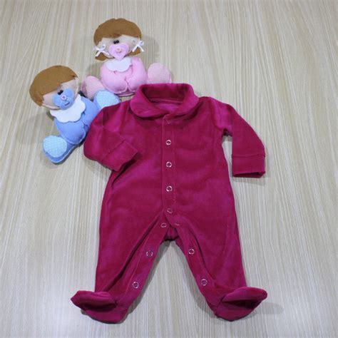 Macacão Tip Top Bebê Prematuro Em Plush Rosa Pink Elo7