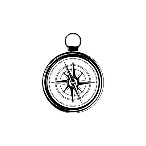 Flat Black Compass Icon Isolated On White Compass Traveler Sign Stock