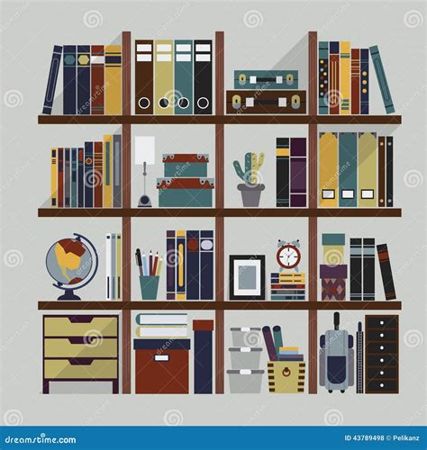 Wooden Bookshelf In Book Shape On Wall Stock Image