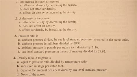 Solved An Increase In Static Air Pressure A Affects Air Chegg