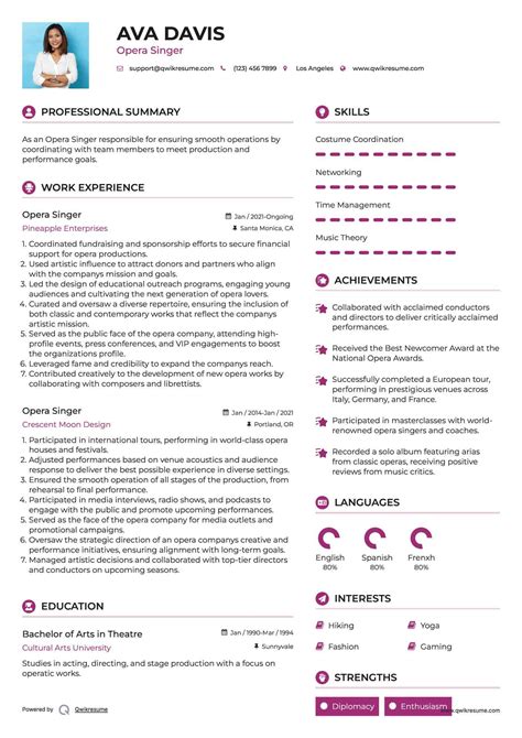 10 Opera Singer Resume Samples And Templates For 2025