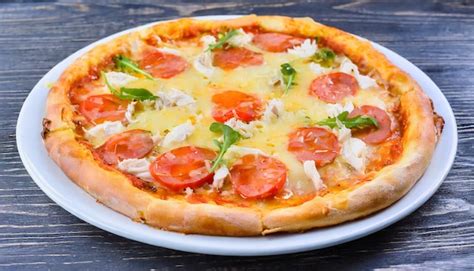 Premium Photo Italian Pizza With Mozzarella Cheese Chicken Meat And