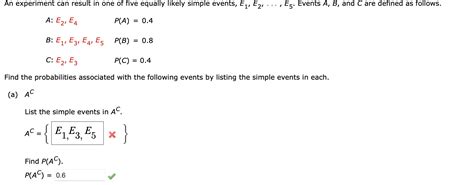 solved an experiment can result in one of five equally