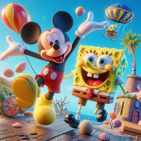 Mickey Mouse Meets Spongebob Squarepants 3d By Iamalexcaspian On