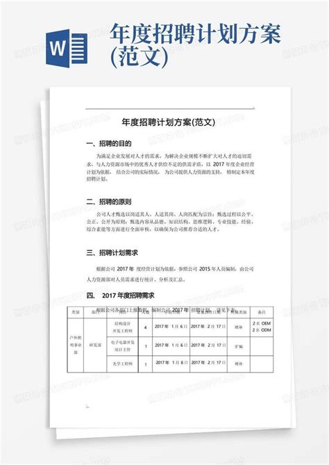 年度招聘计划方案范文word模板下载编号qzrjaead熊猫办公