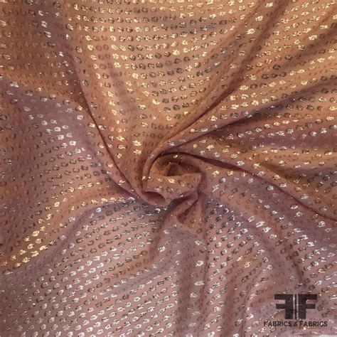 Metallic Polka Dot Fil Coupe Silk Chiffon Pink Silver Fabrics