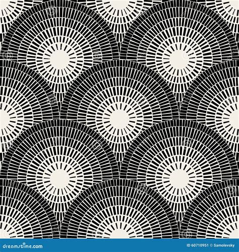 Vector Seamless Black And White Brick Round Pavement Mosaic Pattern