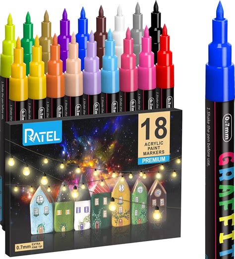 RATEL Pennarello Pittura Acrilica 18 Colori Pittura Acrilico Penne