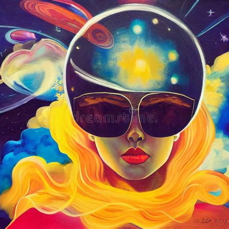 AI Generated Illustration Of A Soccer Mom Travelling In Space Stock