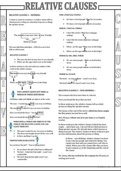 232 Relative Clauses English Esl Worksheets Pdf And Doc
