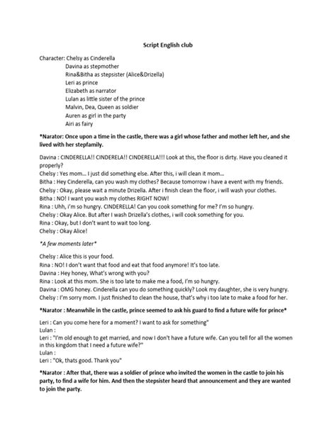 Script English Club Pdf Cinderella