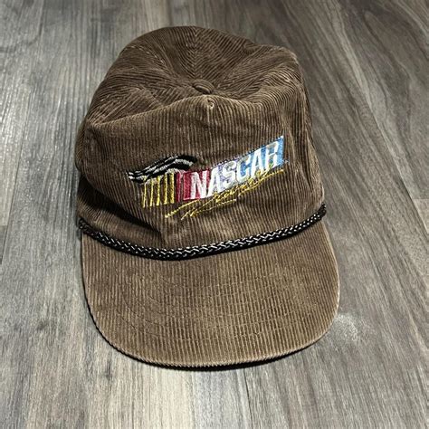 Vintage 90s Nascar Racing Snapback Brown Corduroy Depop