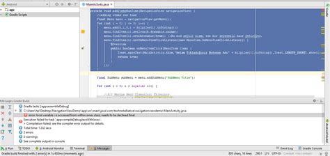 Android Navigation View Item Action Error Stack Overflow