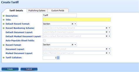Create Tariff TariffShark Help