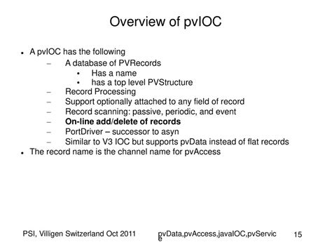 PvData PvAccess PvIOC PvService Overview And Status EPICS Meeting Ppt
