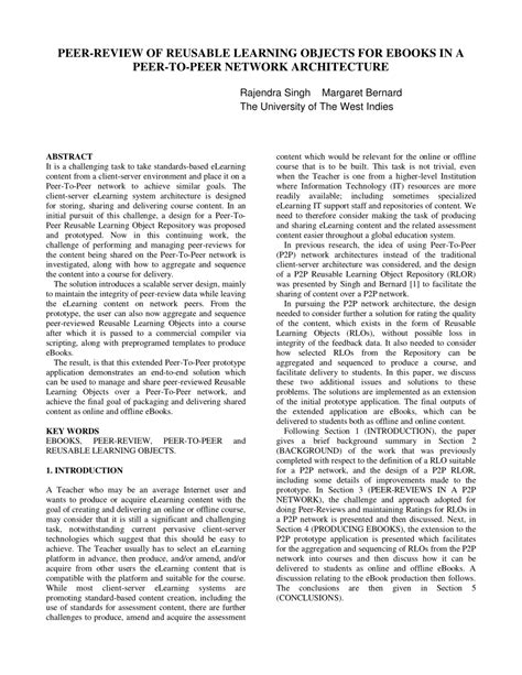 Pdf Peer Review Of Reusable Learning Objects For Ebooks In A Peer To