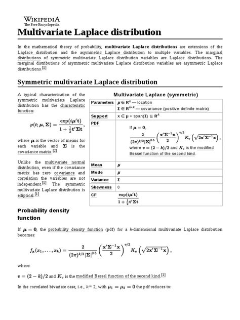 Multivariate Laplace Distribution Pdf Covariance Matrix