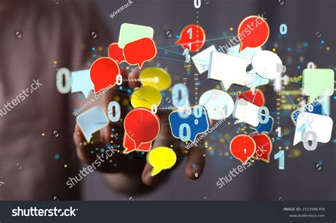 3d rendering email messaging icons connected stock illustration