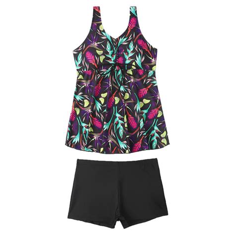 Badu Bg Бански костюм за жени Големи размери Плажно облекло без ръкави с щампи на листа от две