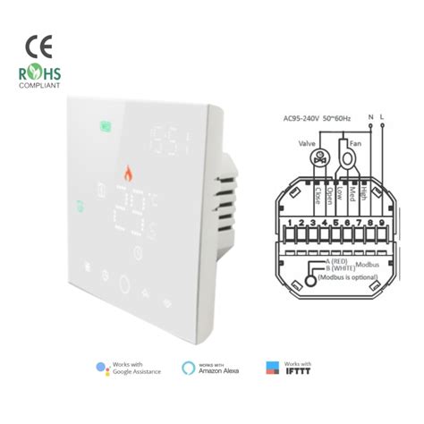 Fan Coil Thermostat For Home Digital Wifi Thermostat With Led Matrix Lighting Hotowell Wf03 Fc