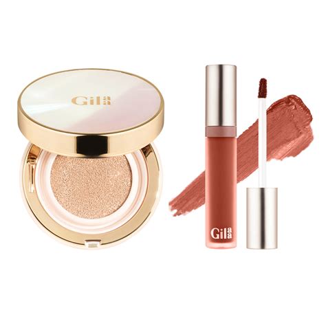 Combo Gilaa Phấn Nước 02 Natural Beige Son Kem Lì Màu Nâu Đất Tiến