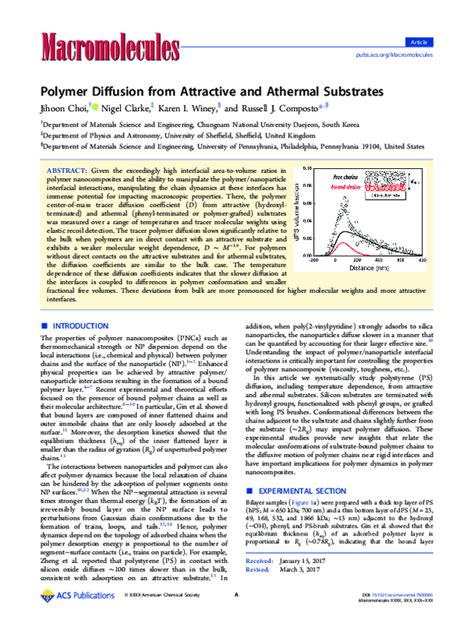 Pdf Polymer Diffusion From Attractive And Athermal Substrates