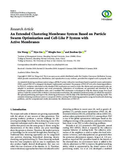 Pdf An Extended Clustering Membrane System Based On Particle Swarm Optimization And Cell Like