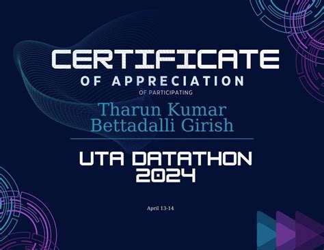 Datascience Datathon Uta Innovation Learning Growth Tharun Kumar Bettadalli Girish