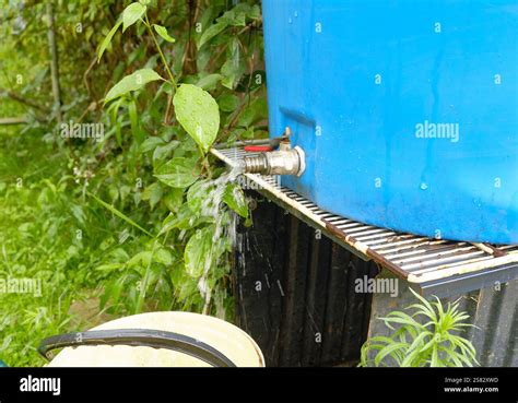 Overflow Valve Water Collection Tank Under A Roof With A Drain Rain Water Harvesting