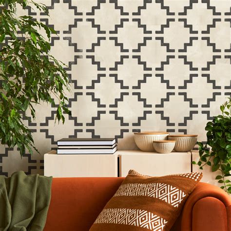 Structure Geometric Moroccan Pattern Stencil Home Wall Decor
