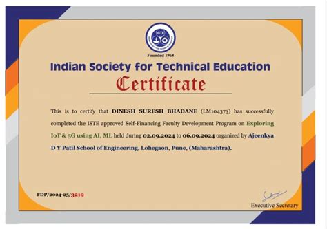 Dinesh Suresh Bhadane On Linkedin Fdp Iot 5g Ai Ml