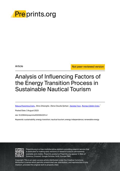 Pdf Analysis Of Influencing Factors Of The Energy Transition Process In Sustainable Nautical