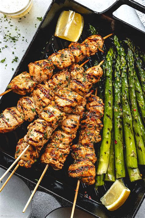 Grilled Lemon Garlic Chicken Skewers Recipe Grilled Chicken Kabobs
