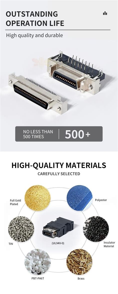Elecbee Scsi Connector 36pin Cn Type Straight Female Dip Type Pcb Mount