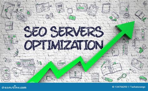seo servers optimization drawn on brick wall 3d stock image image