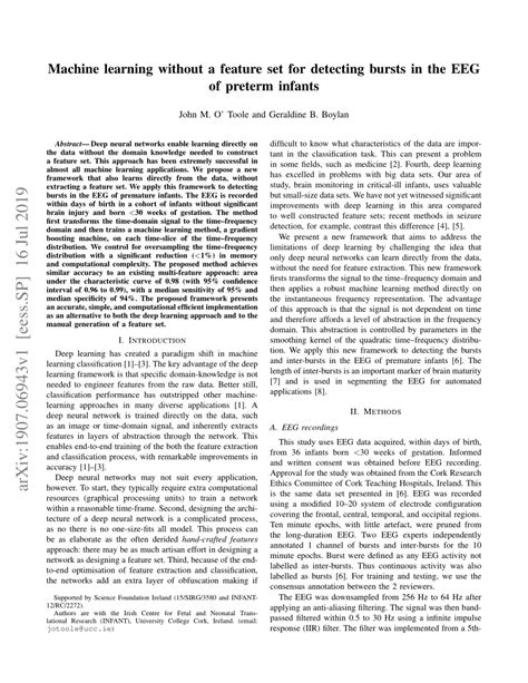 Pdf Machine Learning Without A Feature Set For Detecting Bursts In