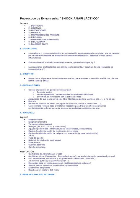 (PDF) PROTOCOLO DE ENFERMERÍA: SHOCK ANAFILÁ · PDF fileSi el shock se ha producido como ...